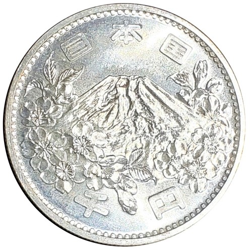 Unc 1964 Japan 1000 Yen .925 Silver Coin Tokyo Summer Olympics Mt Fuji ...