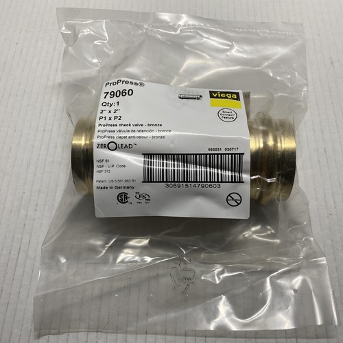 VIEGA PROPRESS 79060 Spring Check Valve Brass 2” New | eBay