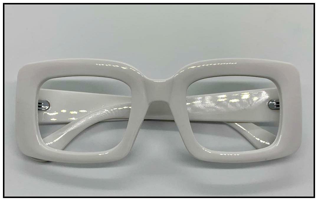 Classic RETRO Style Thick Square White Lensless Eye Glasses Frame Only ...
