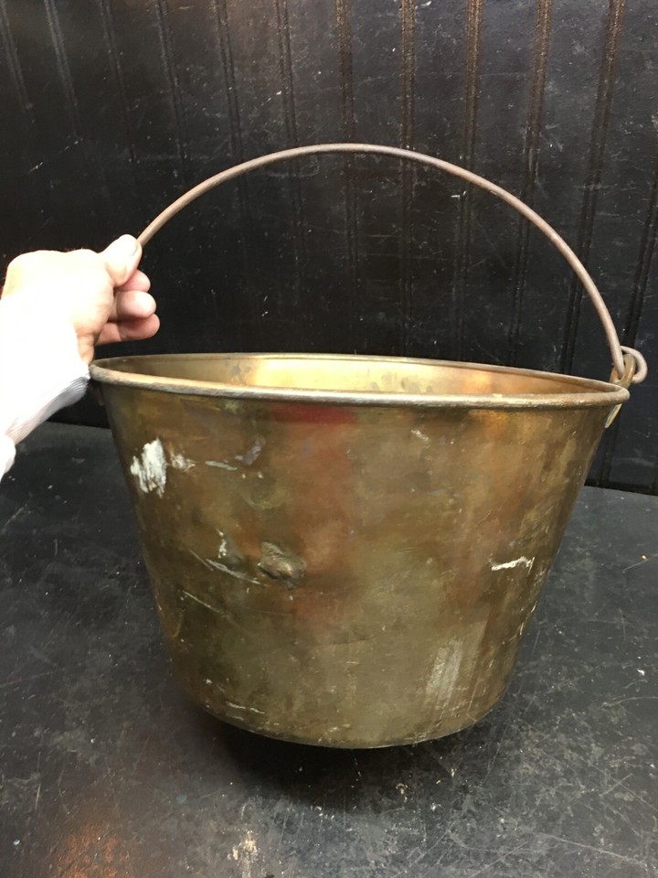 Vintage Brass Bucket Pail w/ Handle Antique 9” Tall 13” Wide | eBay