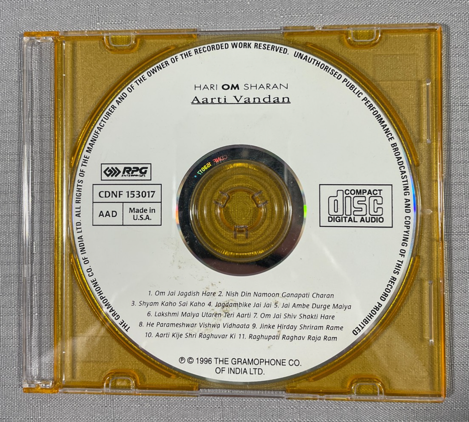 Hari Om Sharan – Aarti Vandan CD 1996 Spiritual Devotional RPG Enterprises | eBay