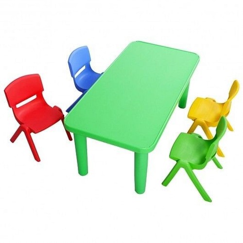 Kids Colorful Plastic Table and 4 Chairs Set - Color: Multicolor ...