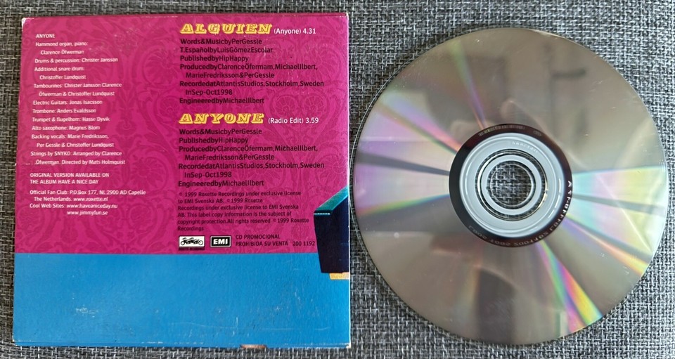Roxette - Alguien Anyone Spanish Mexico Promo CD Single 2 Tracks RARE ...