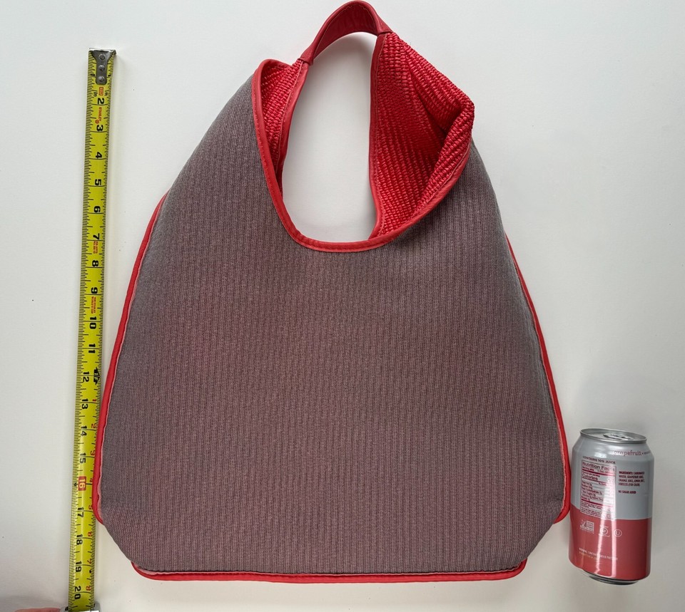 Arron Large Red-Orange Raffia Hobo Bag Handmade in Italy, 17" W x 12"T ...