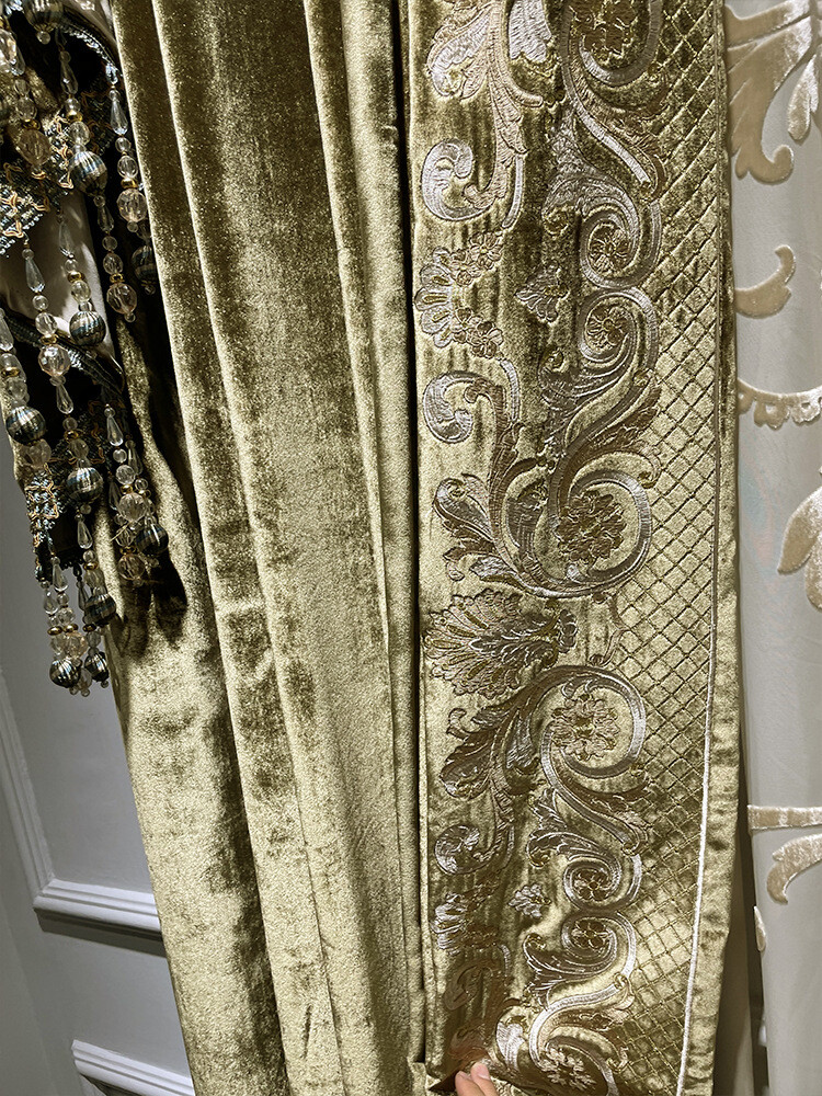 upscale vintage velvet gold cloth blackout curtain tulle valance drape ...