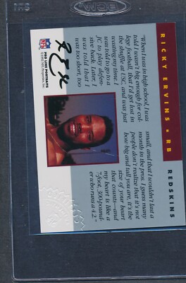 1992 Pro Line Portraits Certified Auto #42 Ricky Ervins Redskins *F8431 ...