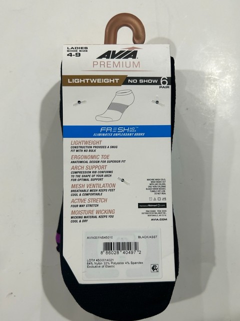 Avia Women's Premium Lightweight No Show Low-Cut Socks 6-Pack 4-10 for ...