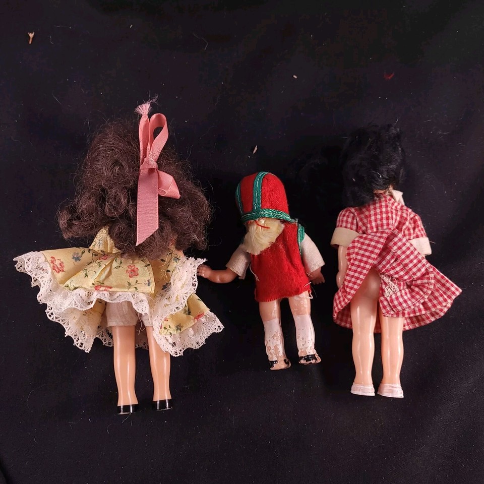 Lot Of Three Small Vintage Plastic Dolls, One Is Storybook & Has Eyes ...