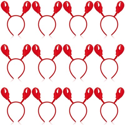 24 Pcs Lobster Crab Headbands Red Claws Headwear Adults Ocean Costume ...