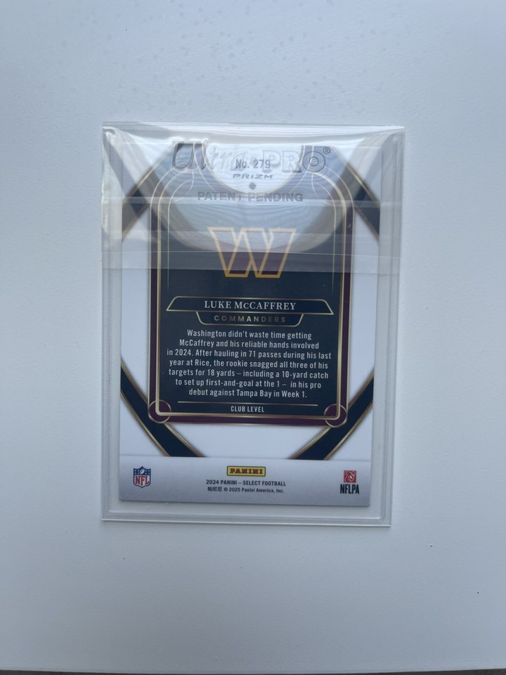 2024 Luke McCaffrey - Panini Select Club Level Black & Gold Shock Prizm ...