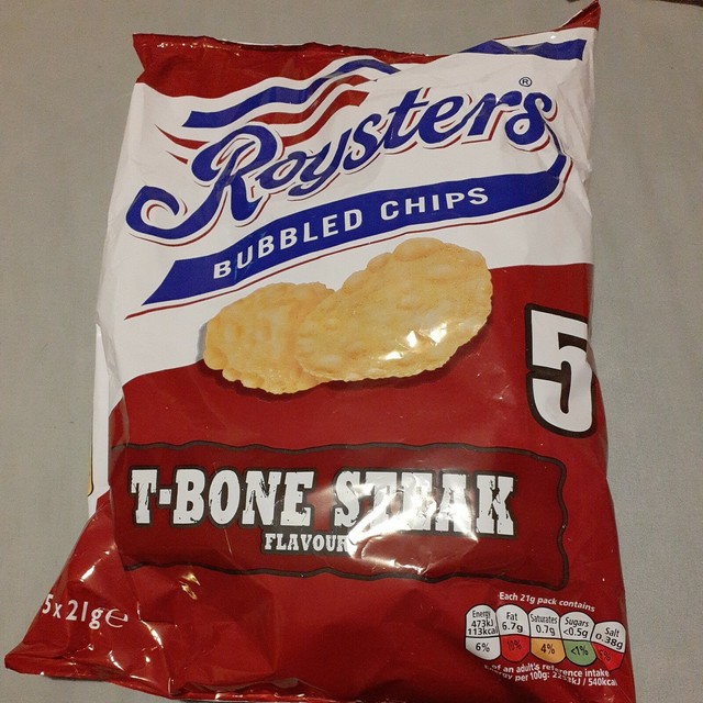 Roysters T-bone Steak Flavour Bubbled Chips 21g 28 Pack for sale online ...