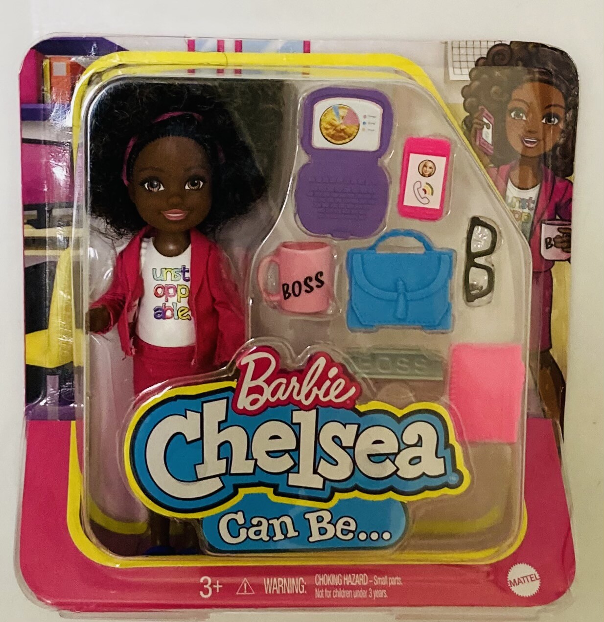 NIB Barbie Chelsea Can Be Business Brunette Chelsea Boss Doll 6" Toy ...