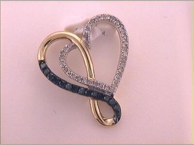 10k Yellow Gold Womens Color Enhanced Blue Diamond Heart Fashion ...