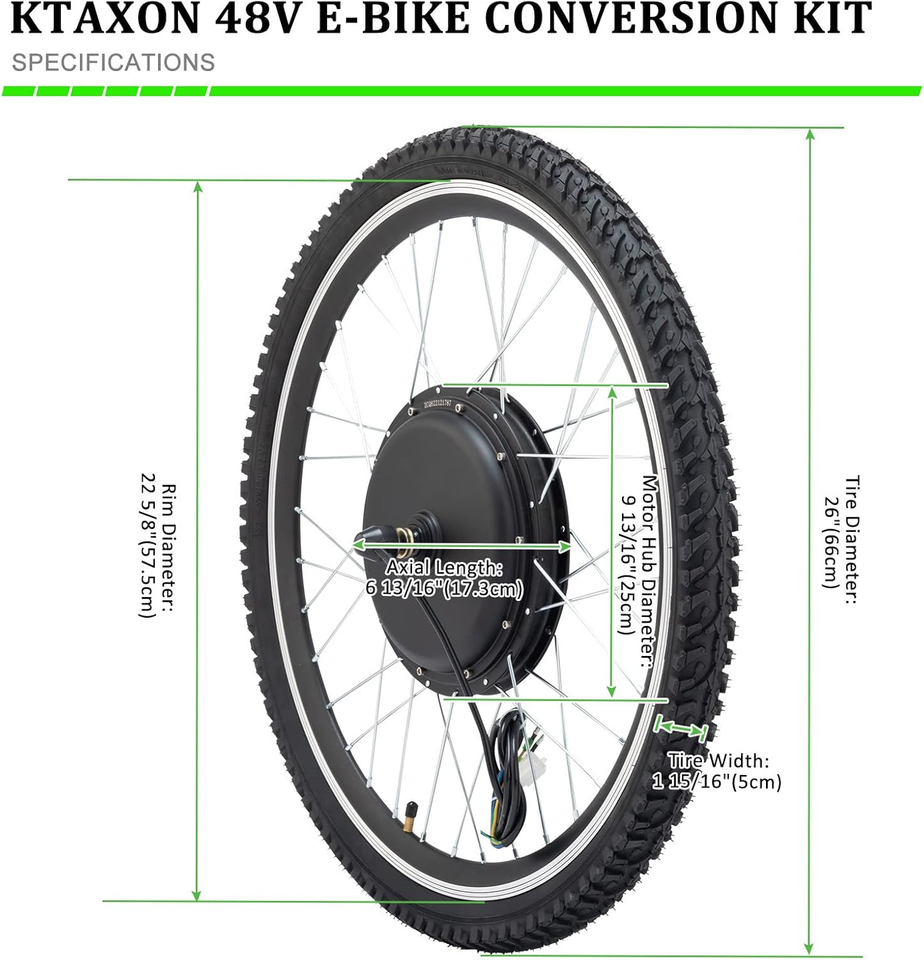 Electric Bike Conversion Kit, 48V 1000W Ebike Conversion Kit, 26" Front ...