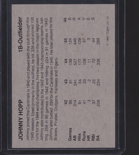 Johnny Hopp 1983 TCMA 1942-1946 St. Louis Cardinals Autograph Signed ...
