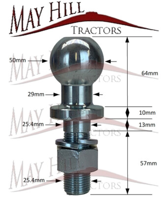 Tow Bar Drawbar Towing Ball Hitch Pin 25 Thread 50mm Ball | eBay UK