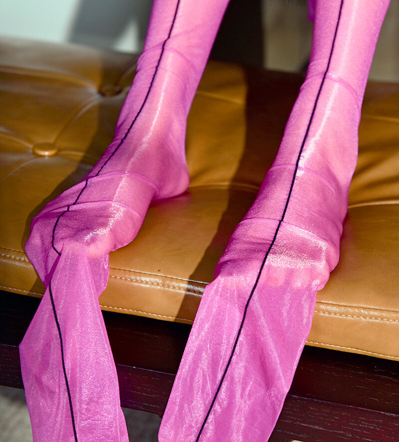 High-density Silky Shiny Open Crotch Pantyhose Back Seam Sheer ...