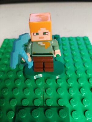 LEGO Minifigure Minecraft Alex Azure Diamond Pixelated Pickaxe 18789 | eBay