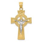 14K Solid Two Tone Gold Inri Heart Celtic Jesus Crucifix Cross Necklace ...
