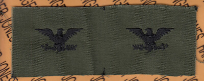 US ARMY Colonel COL O-6 OD Green & Black BDU sew on rank patch set | eBay