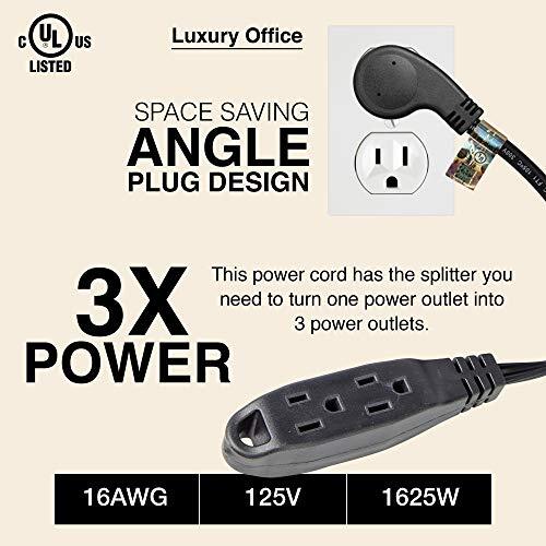 3 Way Power Splitter and 6' Extension Cord 3 Pack With Angled Plug - 1 ...