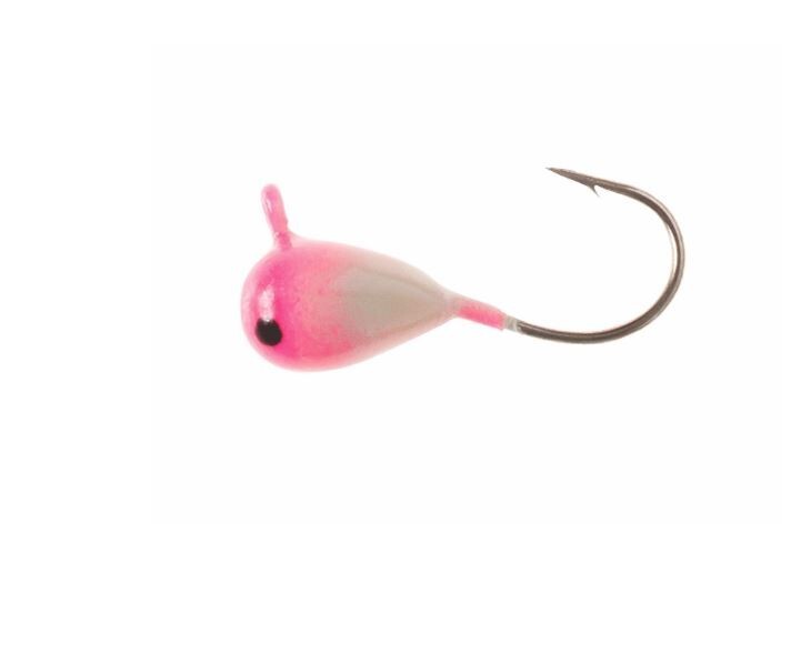 Clam Drop Jig XL 1/64 oz - White Pink Glow - Tungsten Ice Fishing Jig ...