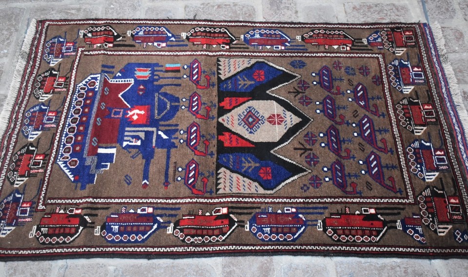 Handmade Vintage Afghan Soviet War Carpet Persian Tribal Baluchi Wool ...