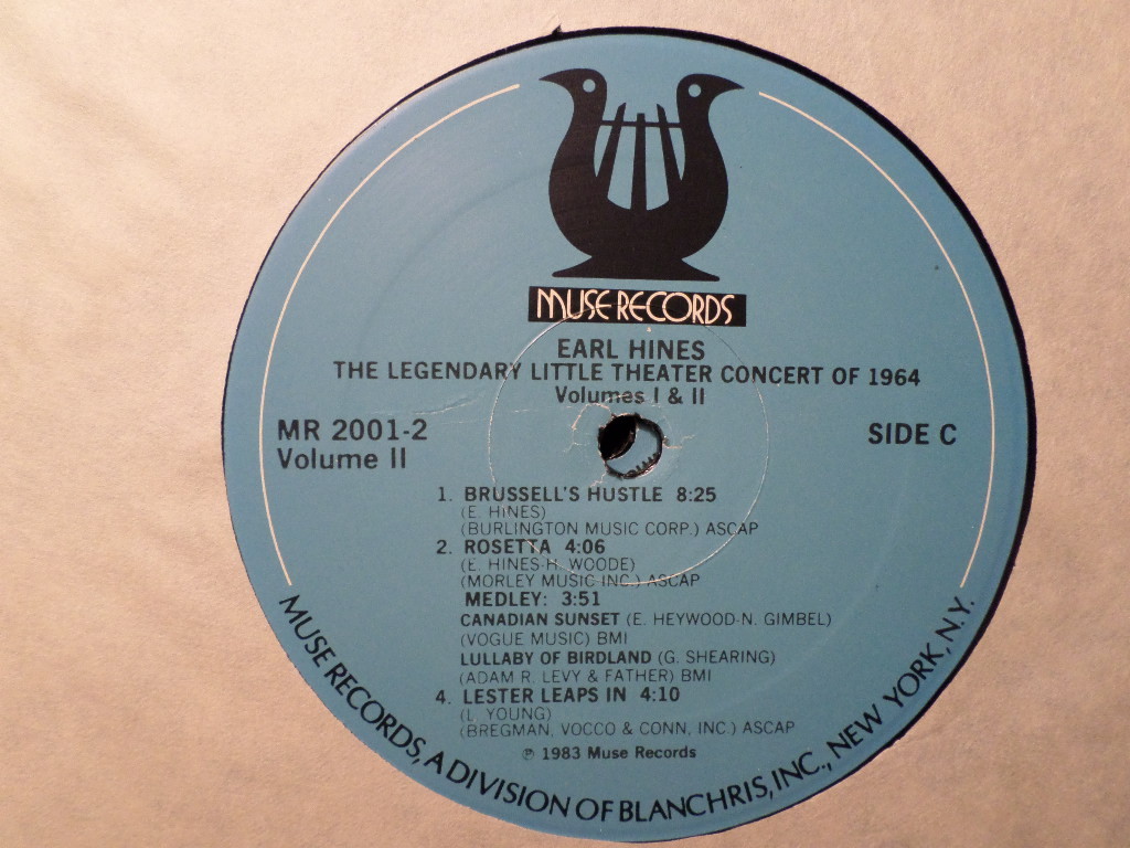 MUSE 2 LP RECORD MR 2001/EARL HINES/LITTLE THEATER CONCERT OF 1964 VOL 1 & 2/ EX | eBay