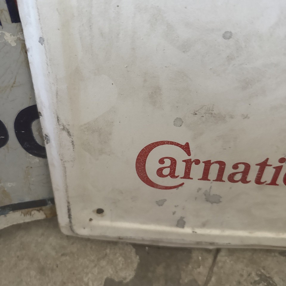 Vintage Original Albers Feeds Carnation Metal Not Porcelain Sign ...