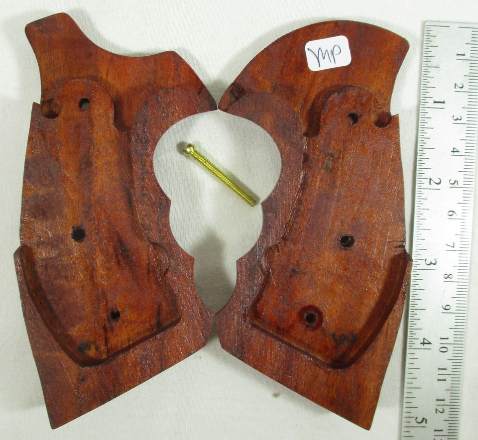 New, Wood checkered grips for S&W Revolvers, K, L Frame, Round butt ...