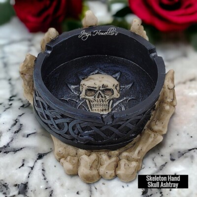 Skeleton Hand Skull Ashtray Pagan Wiccan Gothic Fantasy Myth Home Decor ...