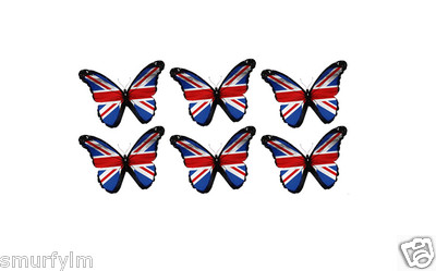 Union Jack Flag Butterfly x36 DIY Cupcake Fairy Cake Toppers Wafer ...