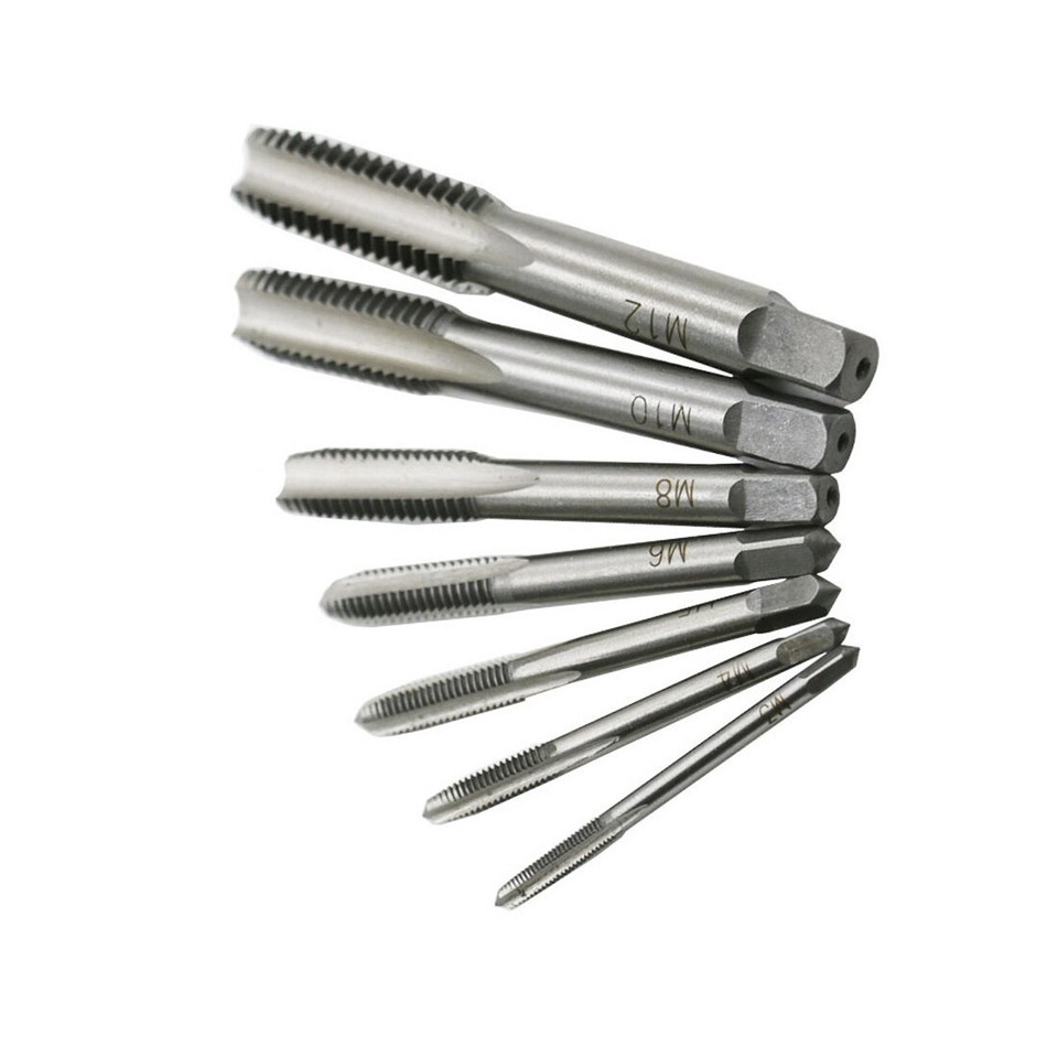 7pcs Plug Hand Taps Set M3-M12 Metric Straight Flute Thread Bottoming ...