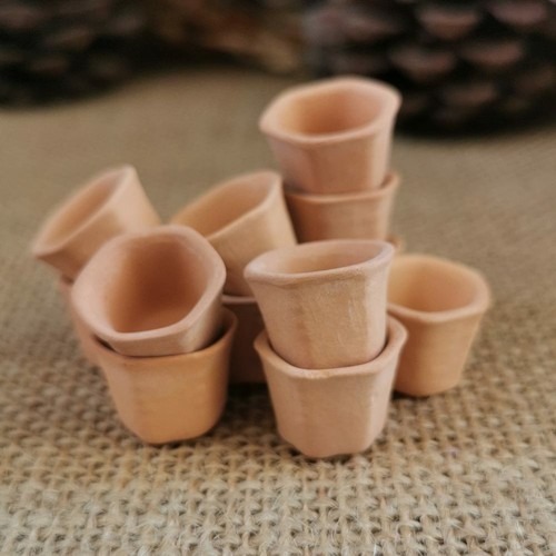 Hexagonal Terracotta Flower Pots 10 Pots Dollhouse Miniature Garden ...
