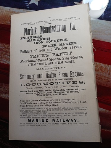 1872 print ad NORFOLK MANUFACTURING COMPANY canal Boats Locomotive ...