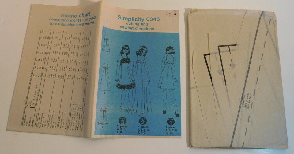 Vintage 1974 Simplicity Uncut Pattern 6345 Size 12 Dress No Envelope | eBay