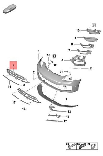 Genuine PORSCHE Panamera 971 Grille Center Black 971807683H041 | eBay