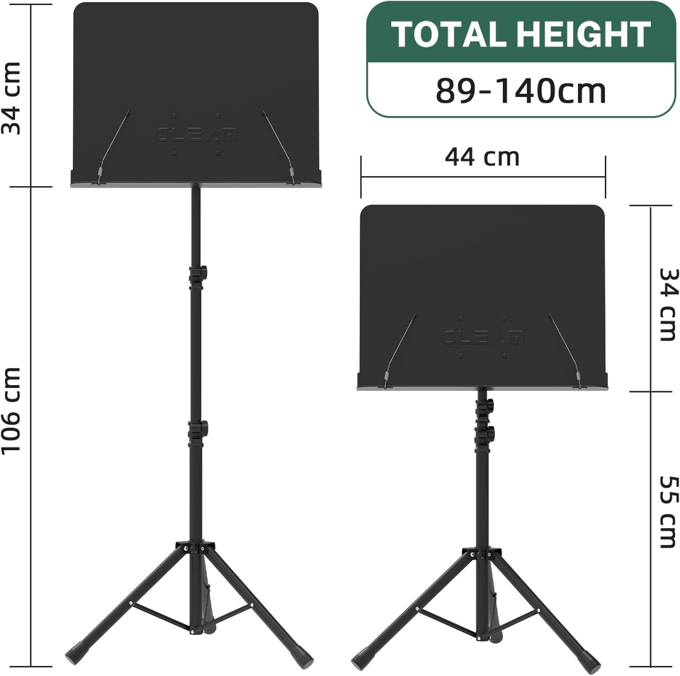 Sheet Music Stand - Full Metal with Carrying Bag, Phone Holder, Sheet ...