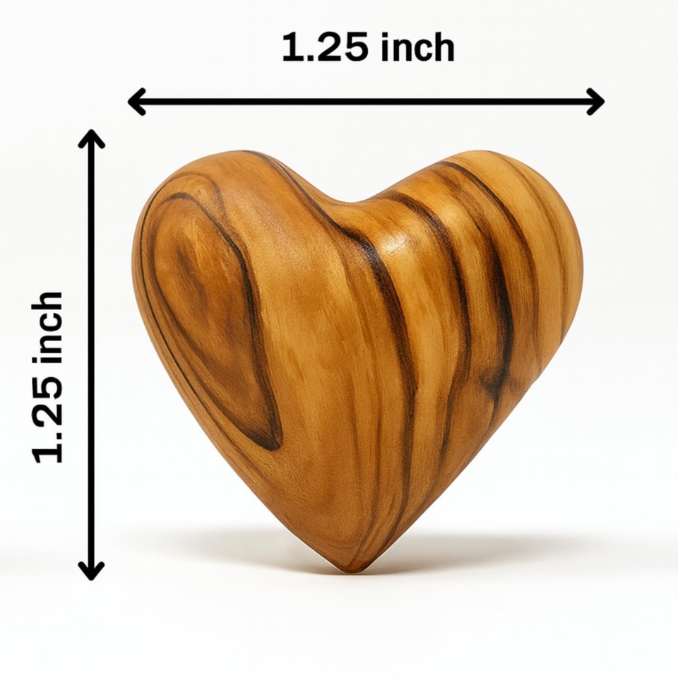Set of 2 Mini Small Olive Wood Hearts 1.25" Hand Carved Wooden Heart ...