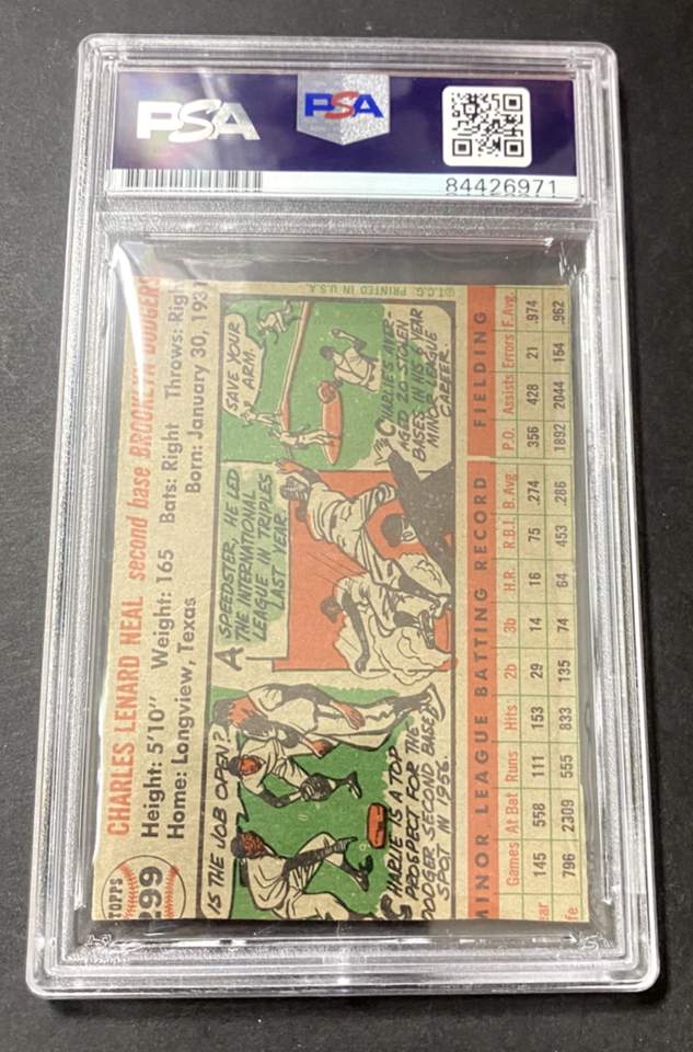 1956 TOPPS CHARLEY NEAL AUTO PSA AUTHENTIC SIGNED AUTOGRAPH BROOKLYN ...