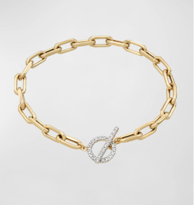 14k Solid Yellow Gold Large Paper Clip Chain with Diamond Toggle ...