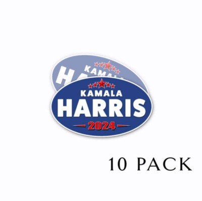Kamala Harris 2024 Oval Political Stickers 3" each 10 Pack blue | eBay