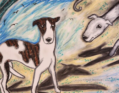 GREYHOUND Shadows on Beach Dog Collectible 8 x 10 Signed Art Print ...
