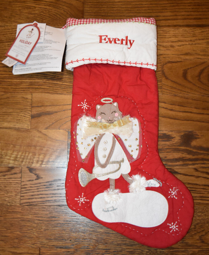Pottery Barn Kid Quilted Light Up Stocking Kitty Angel Monogram Everly ...