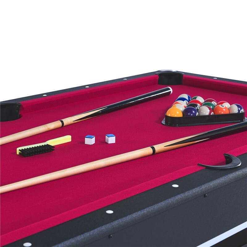 Spartan 6-ft Pool Table with Table Tennis Top - Black with Red Felt | eBay