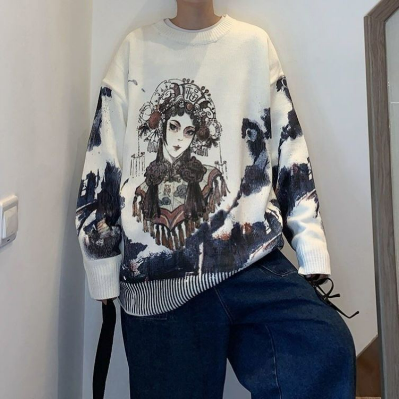 Mens Chinese Ethnic Knit Sweater Jumper Thermal Pullover Warm Winter ...