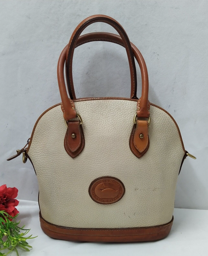 Dooney & Bourke Ivory Pebbled Leather Dommed Double Handle Zipper ...