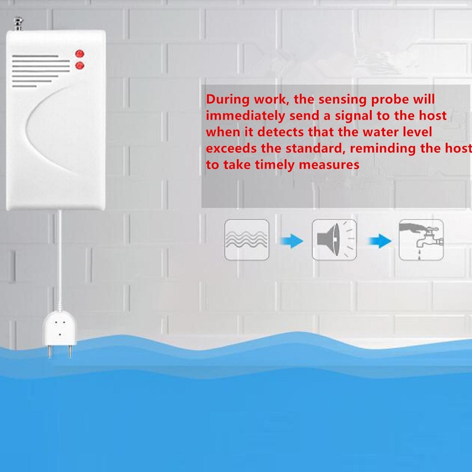 12V 433MHZ Wireless Water leak Sensor Water Leakage Detector Home Alarm ...