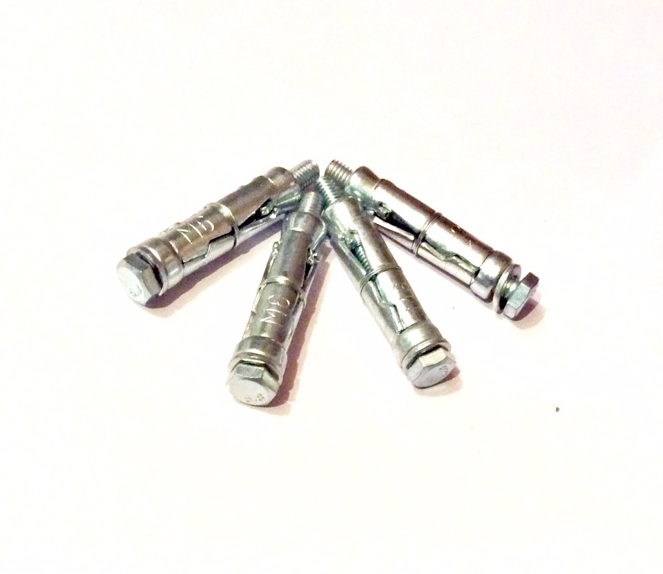 Pack of 4 M6 x10mm Expanding Loose Bolt wall fixings raw bolt plugs ...