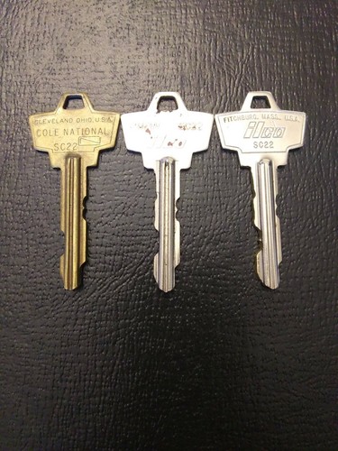 3 Same Cut Keys - Cole National SC22 - Cleveland Ohio, U.S.A. - 2x ilco ...